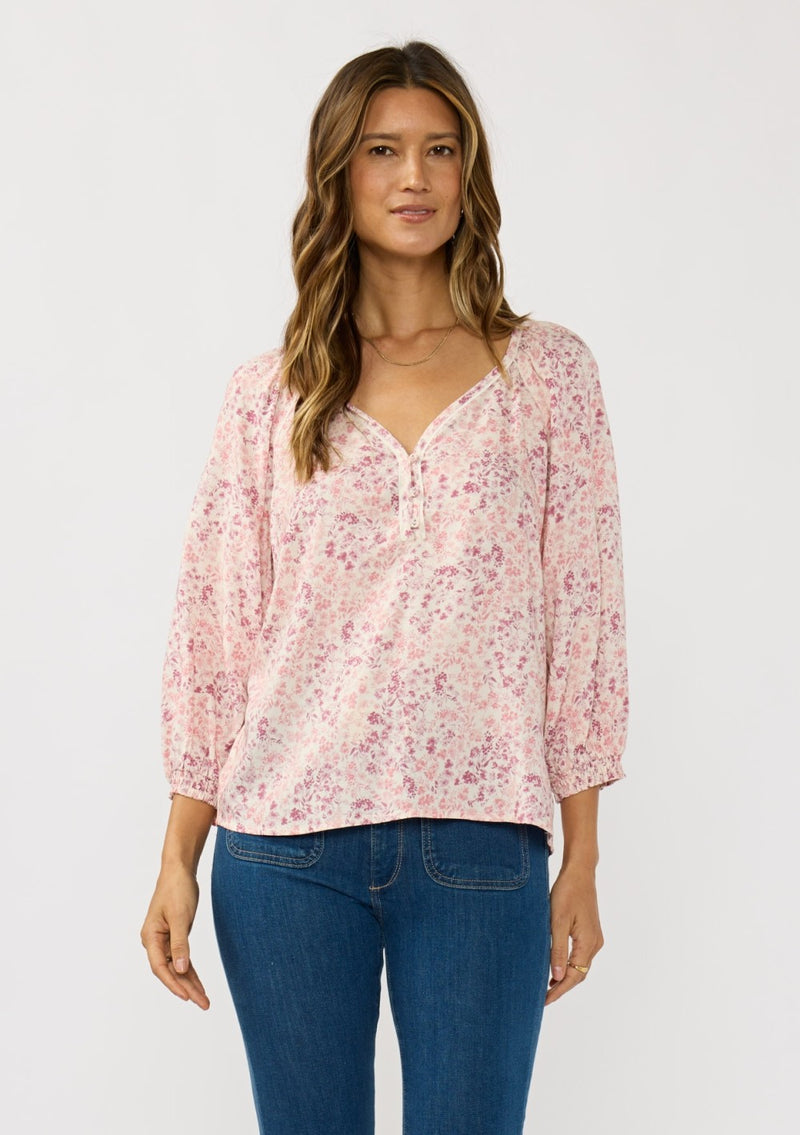 RAGLAN PUFF SLEEVE TOP - VANILLA/DUSTY ROSE – CAllie Girl Boutique